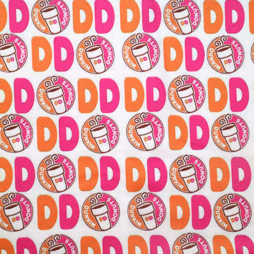 drinks letters alphabet dunkin donuts printed fabric – Erica's Fabric