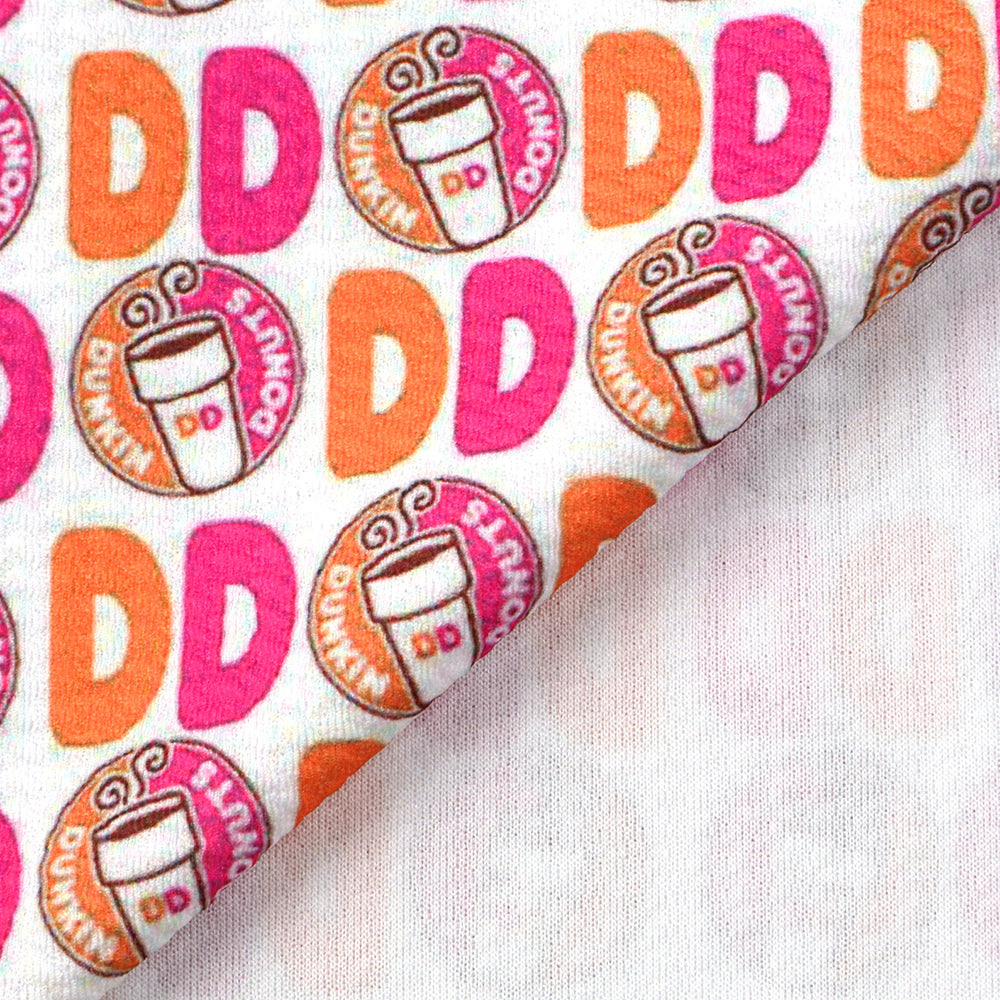 drinks letters alphabet dunkin donuts printed fabric – Erica's Fabric